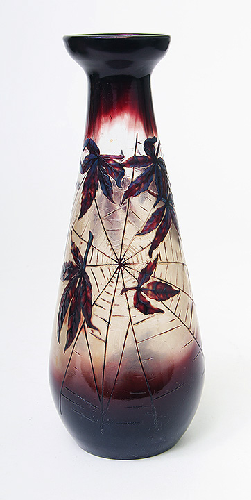 ChasenAntiques.com: FRENCH GLASS - Gallé (Galle) - Spider web vase