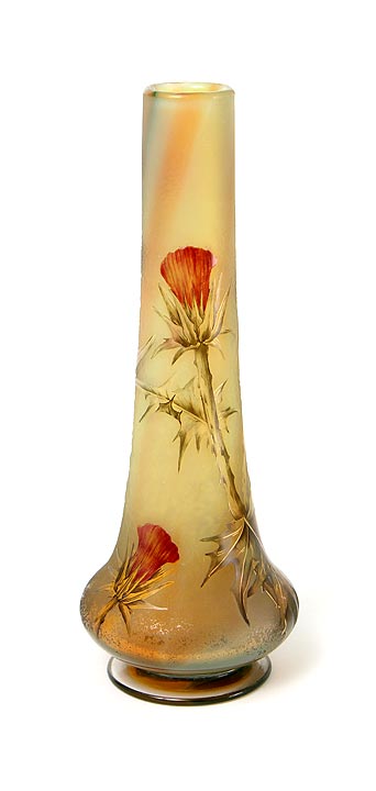 ChasenAntiques.com: FRENCH GLASS - Daum Nancy - Thistle vase